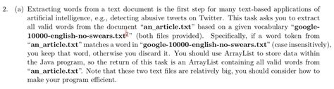 Solved A Extracting Words From A Text Document Is The