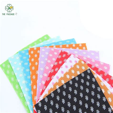 폴리 에스테르 직물 부직포 인쇄 꽃 천 Diy 수제 바느질 홈 장식 재료 두께 1 미리메터 10 색 15x15cmm 10 B