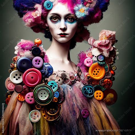 Psychedelic Beautiful And Creepy Doll Made Out Of Yarn Felt And Buttons It Was Made Using Ai