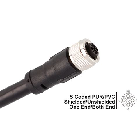 M12 S Coded Connector Power Connector 2 Pin 2 Pe 3 Pe 630v 12a