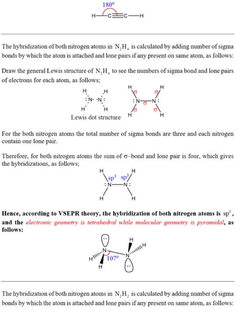 Draw The Lewis Structure And Determine The Molecular Geometry Of Each Interior Atom C2h2 N2h4