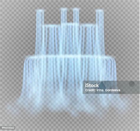 현실적인 투명 자연 맑은 물과 거품을 투명 한 배경에 고립 된 폭포의 흐름 디자인 풍경 이미지에 대 한 자연 요소입니다 벡터 일러스트 레이 션 투명 배경에 대한 스톡 벡터