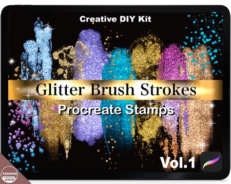 74 Glitter Brush Stroke Procreate Stamp Brushes Vol1 Metallic Glitter