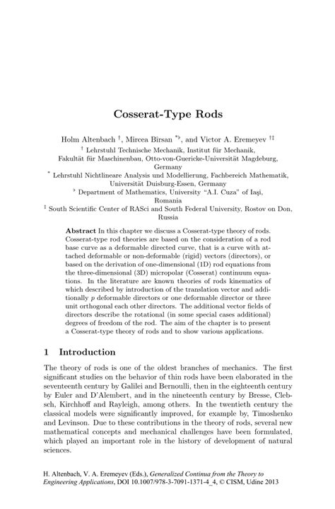 Pdf Cosserat Type Rods