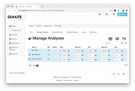 Sample Analyses · Senaite