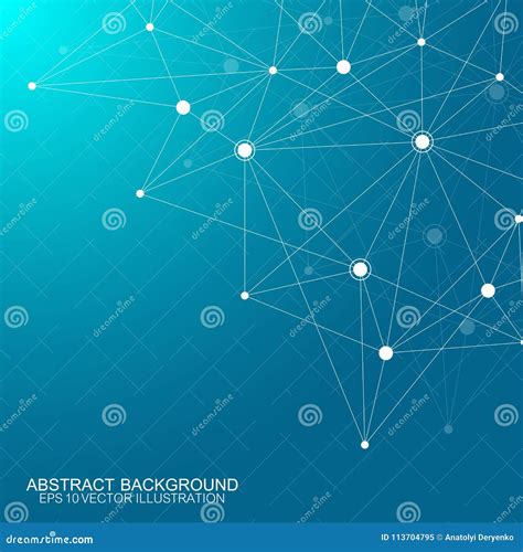 Abstract Polygonal Background With Connected Lines And Dots Minimalistic Geometric Pattern