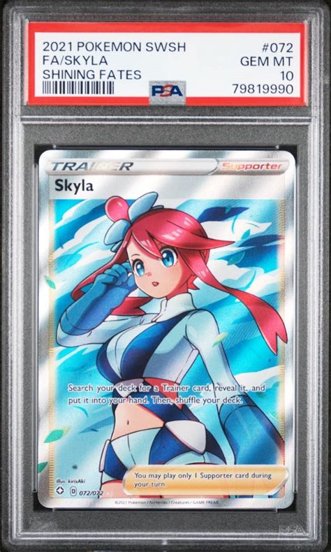 Psa 10 Skyla Full Art Shining Fates Trainer Waifu Pokemon Tcg Cards Not Charizard Lugia Umbreon