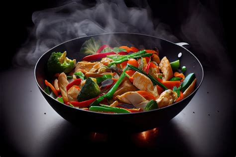 Premium Photo Wok Stir Fry Vegetables With Chicken Fillet