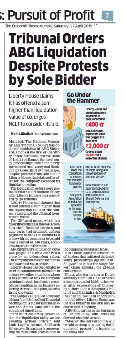 Economictimes Quoted Shipyard Ibc Linklegal Dr Siddharth Srivastava