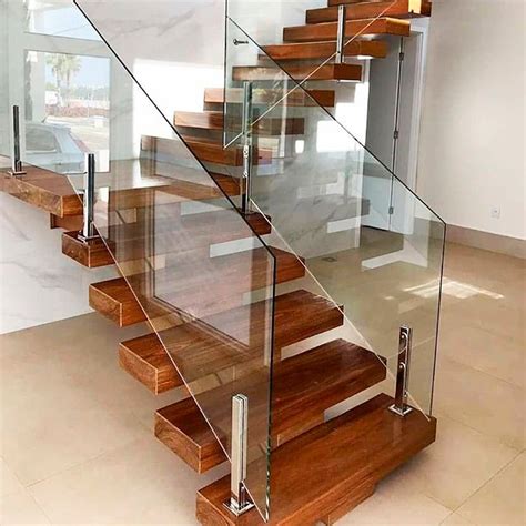 Poste De Placa Sólida Para Barandal De Cristal Stairs Design Modern