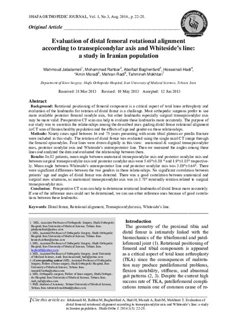 Pdf Evaluation Of Distal Femoral Rotational Alignment According To