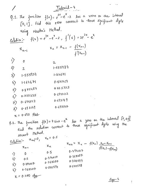 Tutorial Sheet 4 Solution Pdf