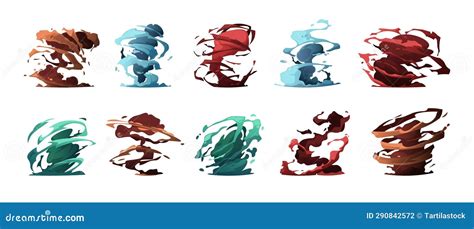 Tornado Swirl Set Of Vector Illustrations On White Background