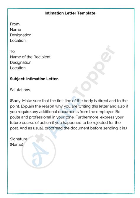 Intimation Letter Format Samples How To Write An Intimation Letter A Plus Topper