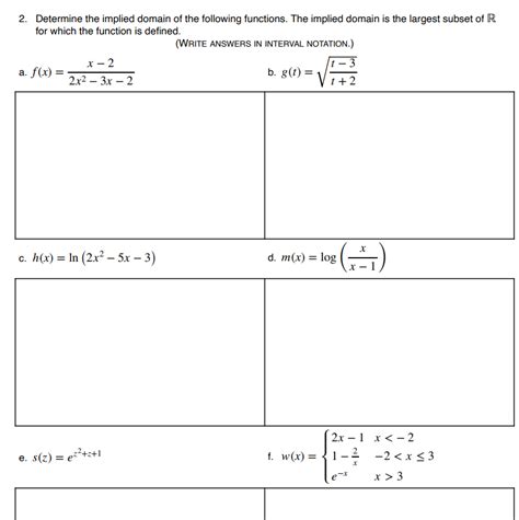 solved 2 determine the implied domain of the following