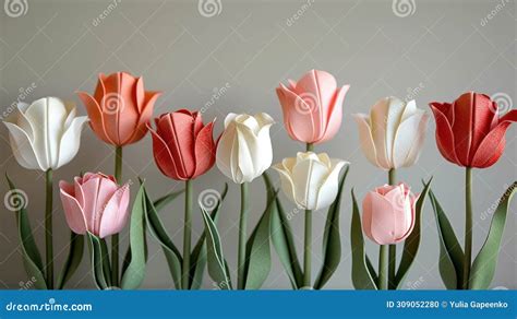 A Simple Yet Beautiful Design With A Row Of Tulips At The Bottom Stock