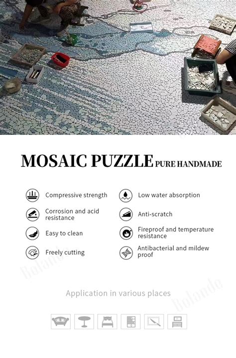 Customized Tile Flower Pattern Hand Made Glass Art Wall Mural Decor