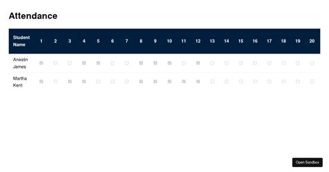 Attendance Html Codesandbox