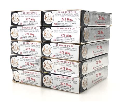 Lot 200 Rds Herters 222 Mag 50 Gr Soft Point Ammo