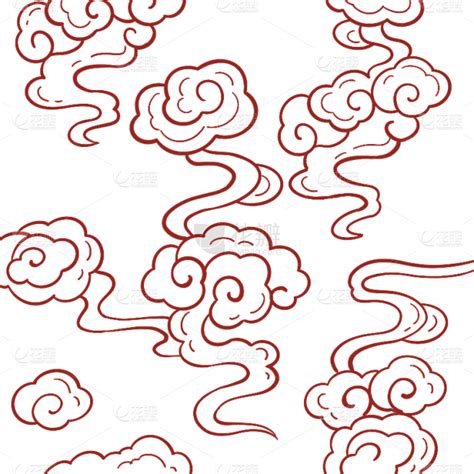 祥云元素线条贴纸