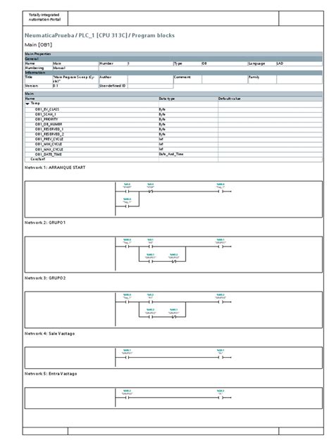 Neumaticaprueba Plc 1 Cpu 313c Program Blocks Main Ob1