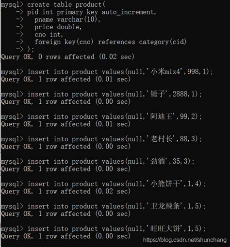 MySQL示例 简单的购物商场数据表创建 CSDN博客