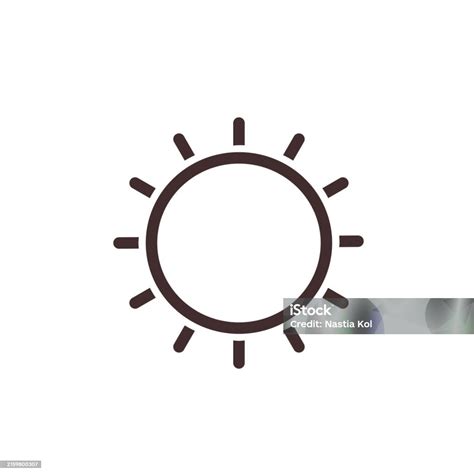 짧은 광선 선 아이콘이 있는 태양입니다 흰색 배경에 고립된 간단한 픽토그램입니다 앱 밝기 기호 일기 예보 기호 비즈니스 로고