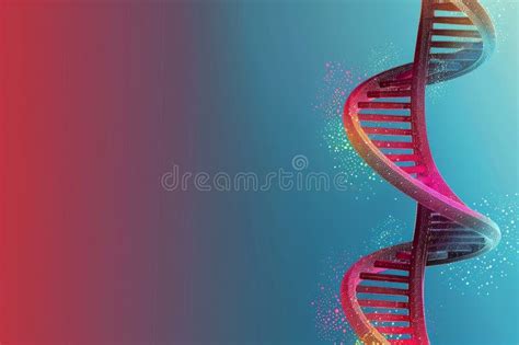 Vibrant Dna Structure With A Gradient Background Transitioning From Red