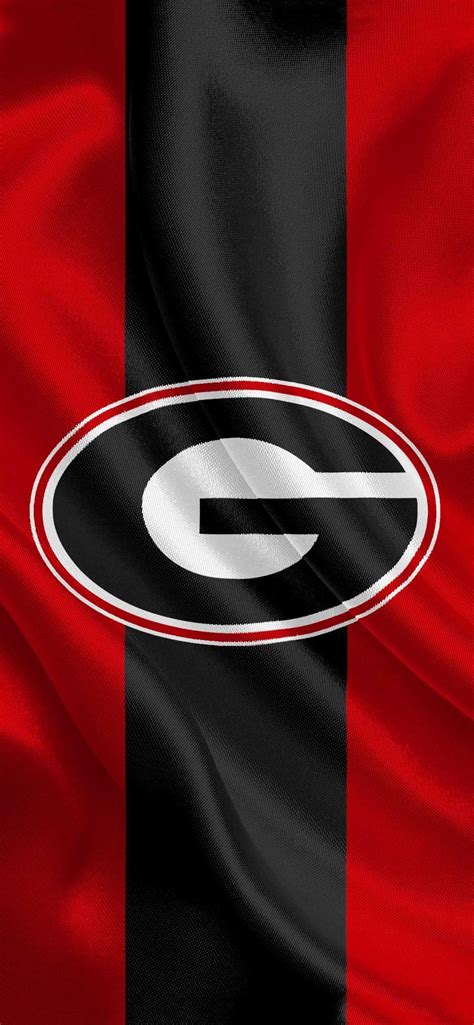 The University Of Georgia Flag Is Shown In Red And Black