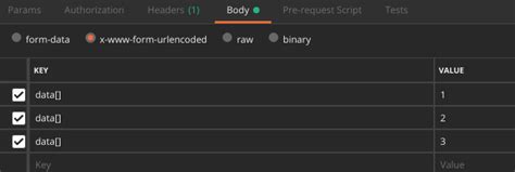 Postman Send Array As Part Of X Form Urlencoded Stack Overflow