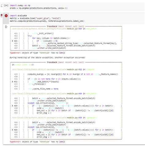 TYPE ERROR Fine Tuning Metric Evaluate Metric Compute Models