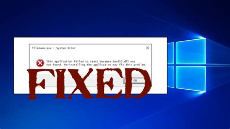 how to fix dao350 dll missing or not found error in windows
