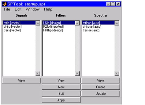 Opening Sptool Sptool A Signal Processing Gui Suite Signal Processing Toolbox