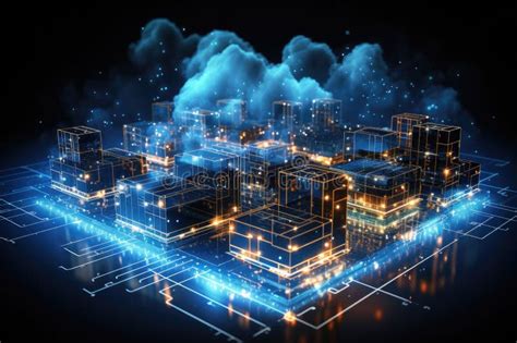 Cloud Computing Transfer Big Data On Internet Futuristic Digital Technology Stock Illustration