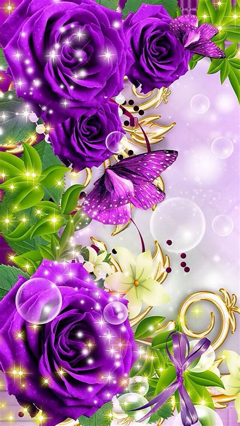 Elegant Purple Flowers With Sparkling Details