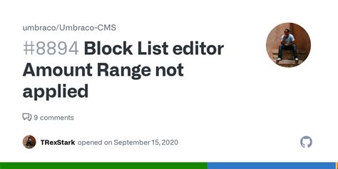 Block List Editor Amount Range Not Applied · Issue 8894 · Umbracoumbraco Cms · Github