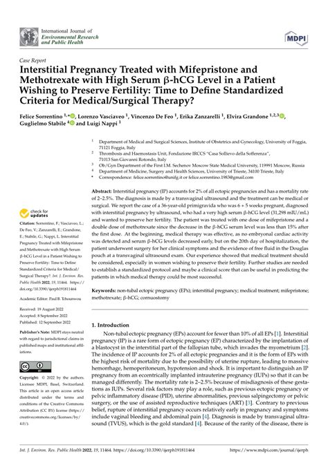 Pdf Interstitial Pregnancy Treated With Mifepristone And Methotrexate With High Serum β Hcg