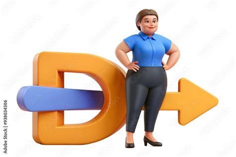 Flat Plus Size Model Silhouette And Arrow With Direction Text Concept As An Abstract Vector