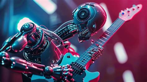 Ai Music Composer With Robot Playing Instruments Premium Ai Generated Image