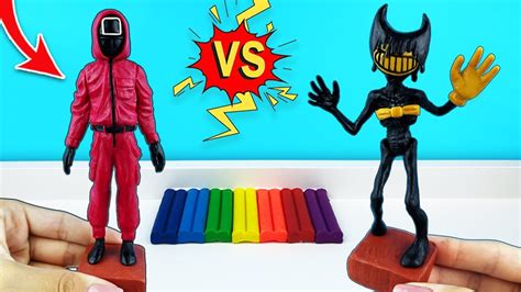 ОХРАННИК и костюм из Squid Game «ИГРА В КАЛЬМАРА и ЧЕРНИЛЬНЫЙ БЕНДИ ЛЕПИМ ИЗ ПЛАСТИЛИНА с