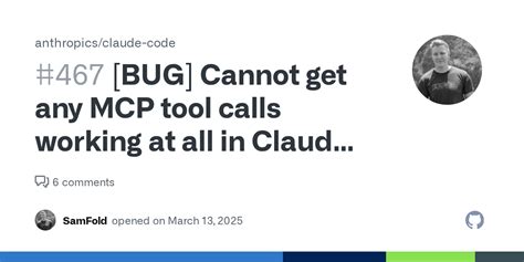 Bug Cannot Get Any Mcp Tool Calls Working At All In Claude Code