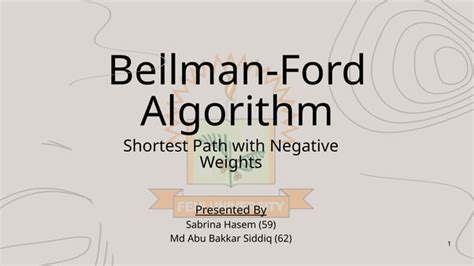 Bellman Fords Algorithm Presentationpptx