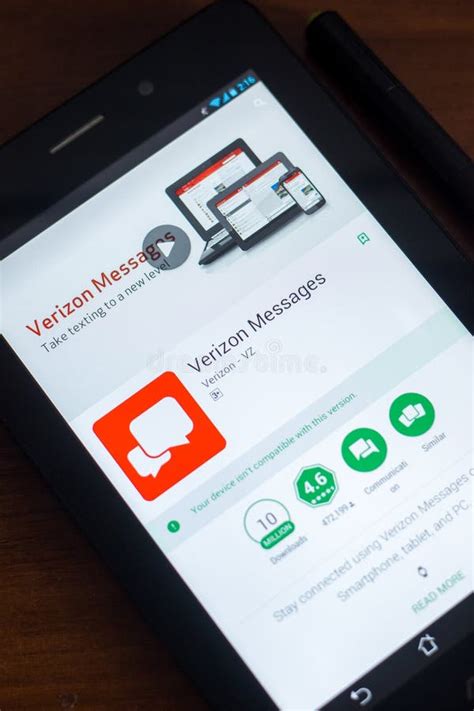 Ryazan Russia March Verizon Messages App On A Display Of Tablet PC Editorial