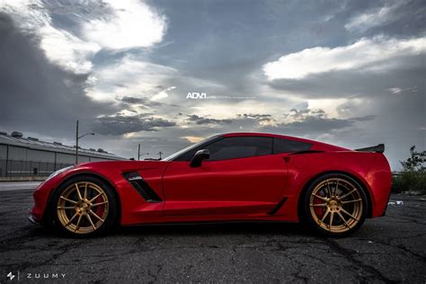 Red Z06 Corvette On Bronze Adv1 Custom Rims Corvette Corvette Rims