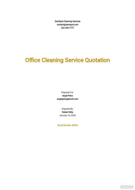 The Office Cleaning Service Quote Is Shown