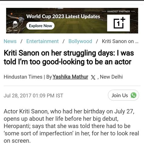 Kriti Sanon I Was Told Im Too Good Looking To Be An Actor R