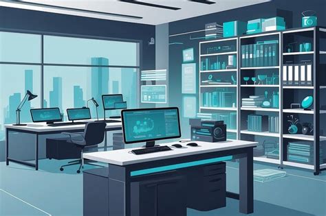 Premium Photo Coding Lab Space Flat Vector Illustration For