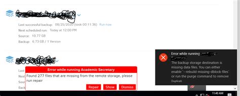 Error While Running Repair Support Duplicati