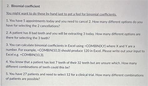 Solved Binomial Coefficient You Might Want To Do These By Chegg Com