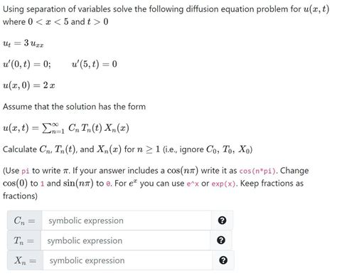 Solved Using Separation Of Variables Solve The Following Chegg